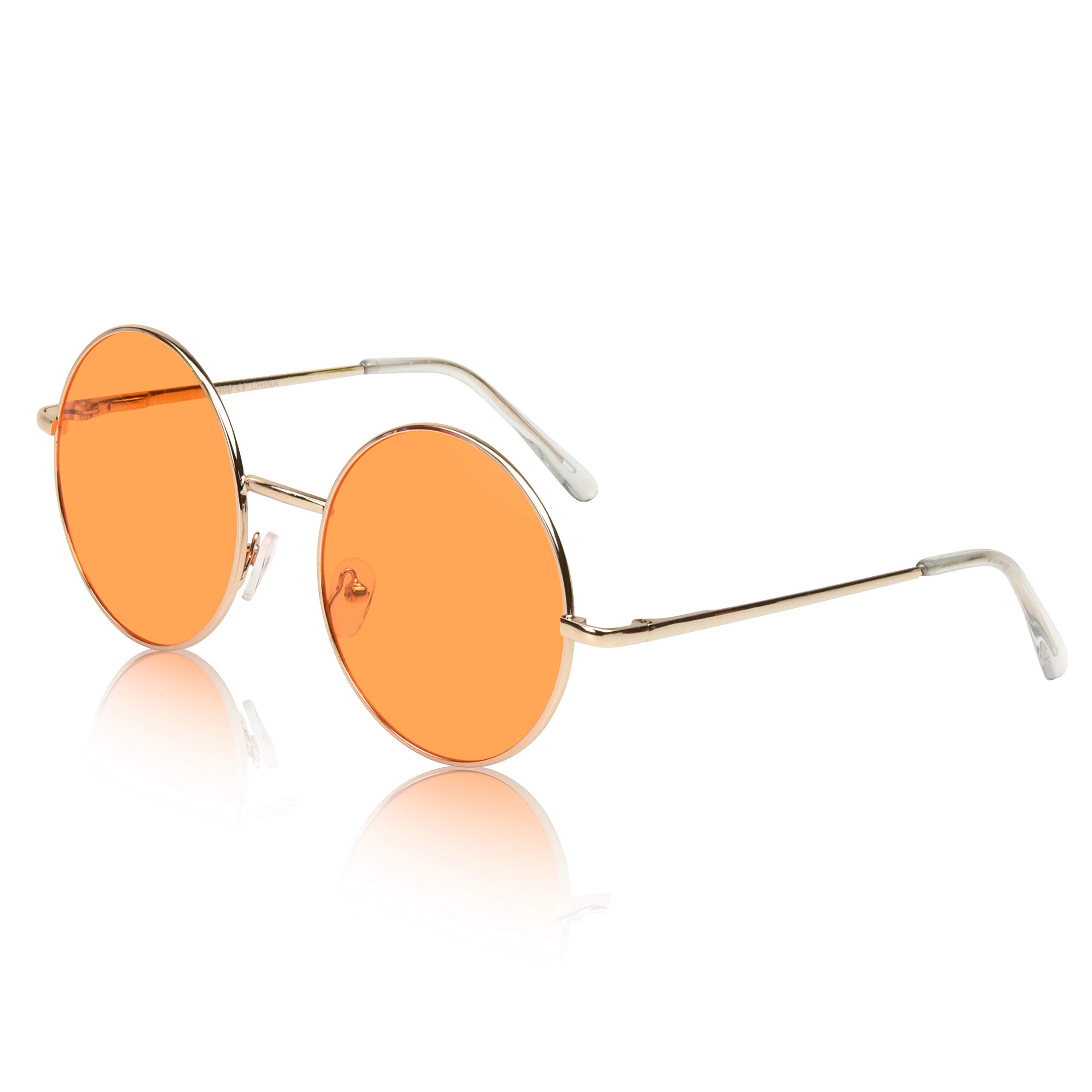 SunnyPro Metal Sunglasses Circle Lens Hippie Glasses Round Shades Quavo Orange