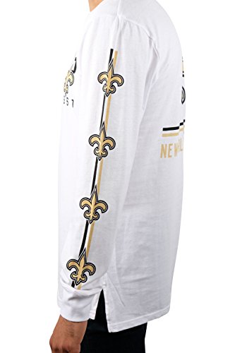 Ultra Game NFL Men's Super Soft Supreme Long Sleeve T-Shirt, New Orleans Saints, White, X-Large