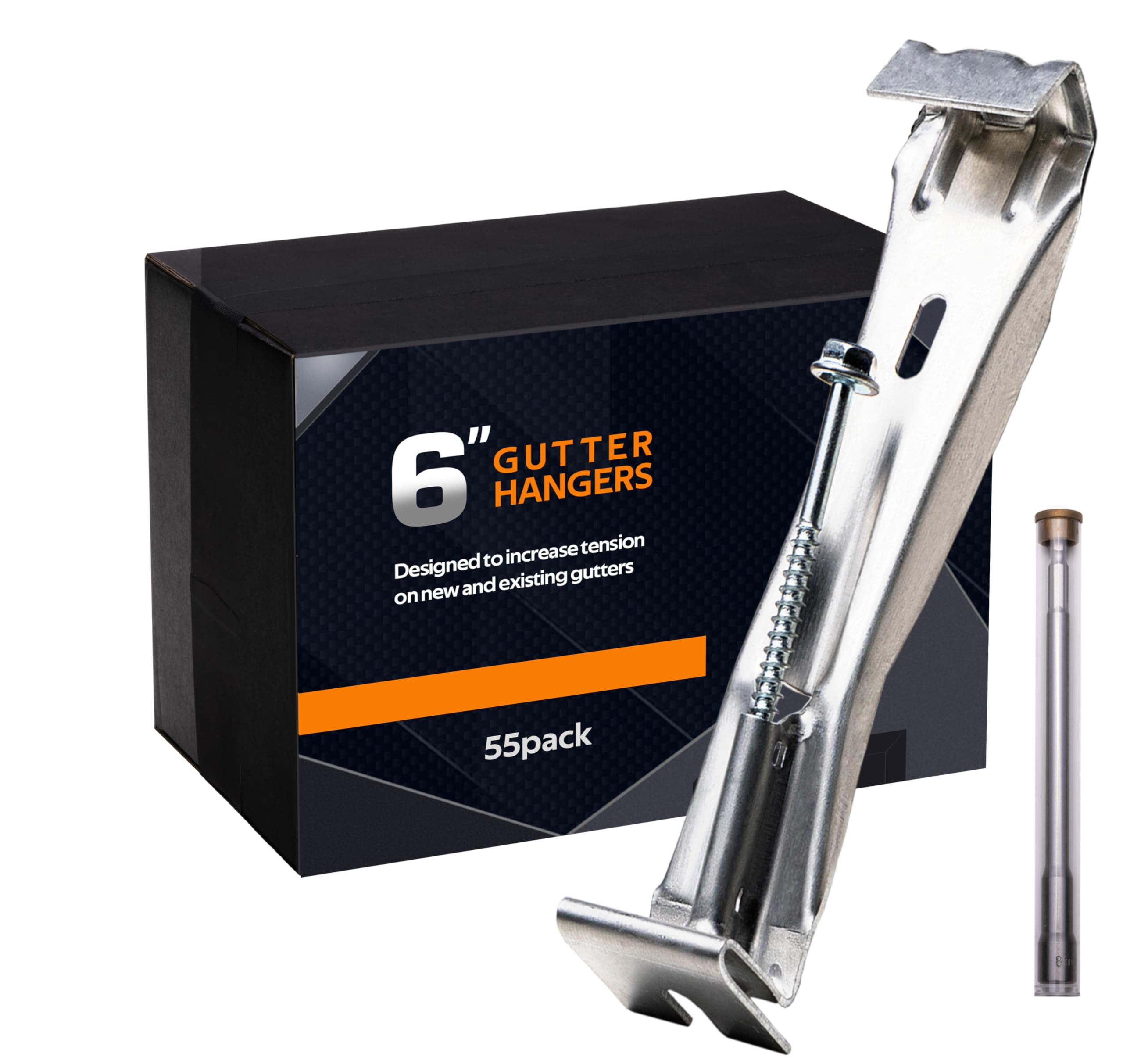 SUPFITMAS Gutter Hangers, 6 inch 55 Pack (+10% Quantity and a Free nut Driver), Premium Hidden Rain Gutter Guard Bracket Hook Accessories with Screw Clip Style， Reinforce Gutters