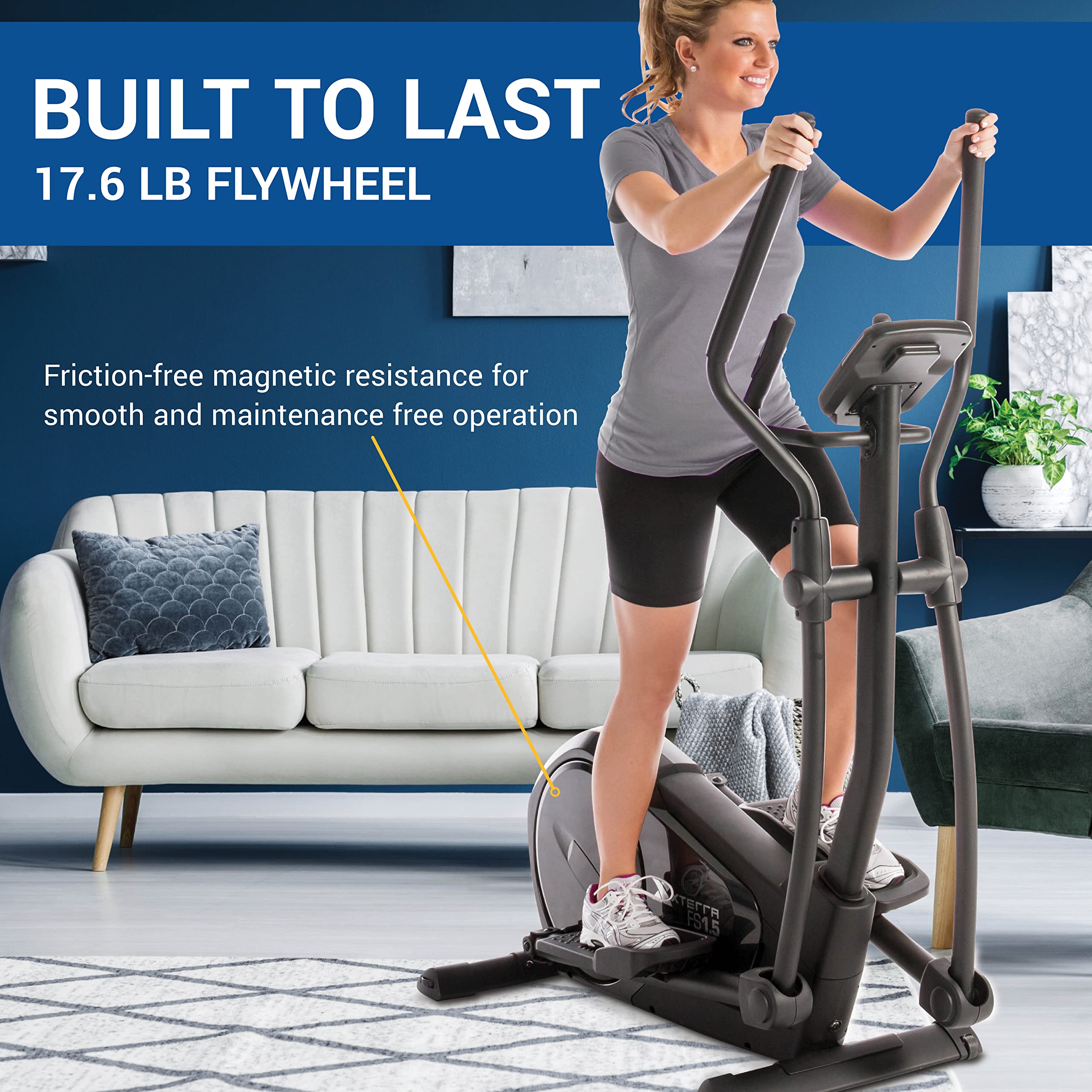 XTERRA Fitness FS1.5 Elliptical Machine Trainer, Black, 17.6-Pound
