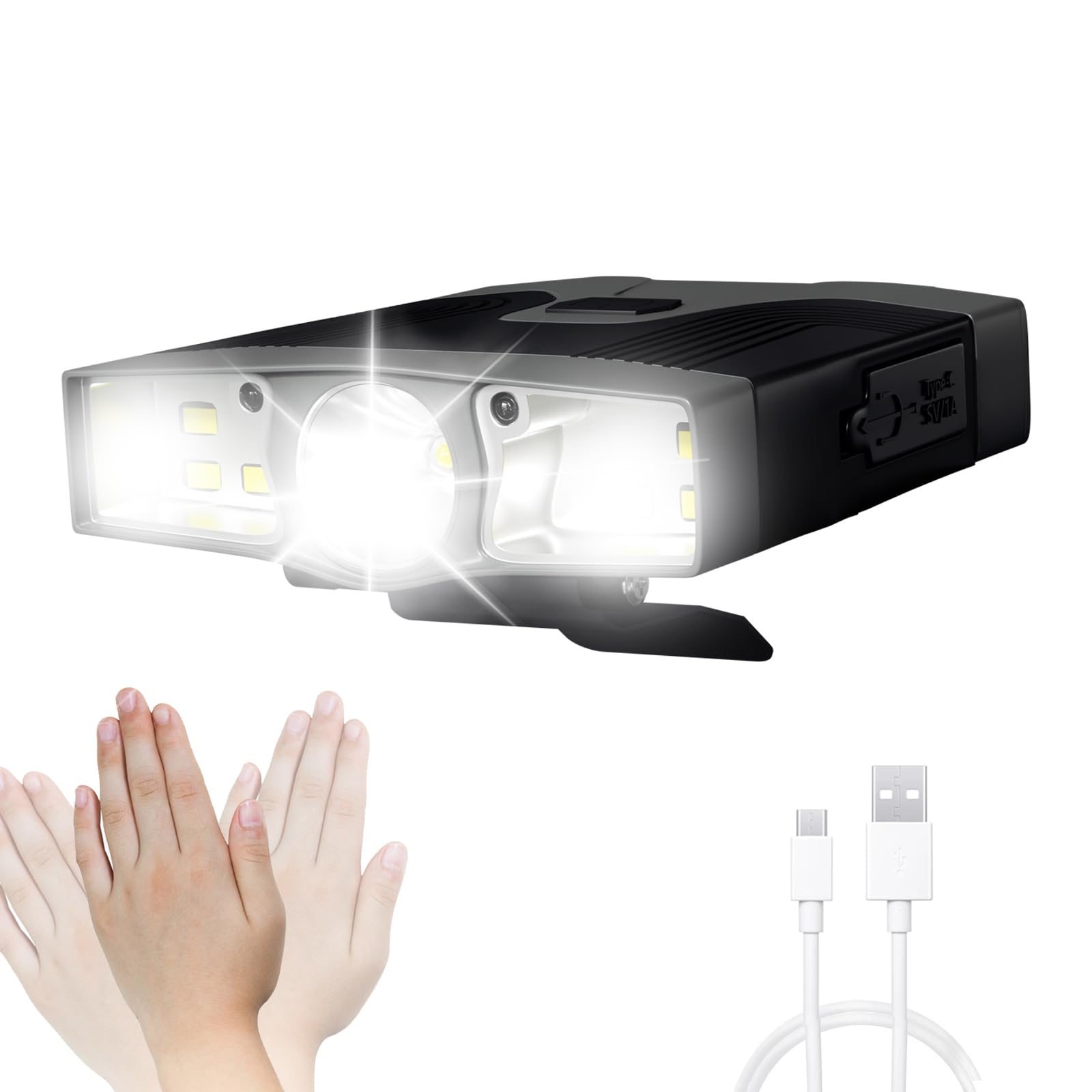 Ultra Bright Mini Hands Free Cree LED Clip on Cap Light - Rechargeable Waterproof Hat Light Flashlight Headlamp for Fishing Camping Hand Work Baseball Caps
