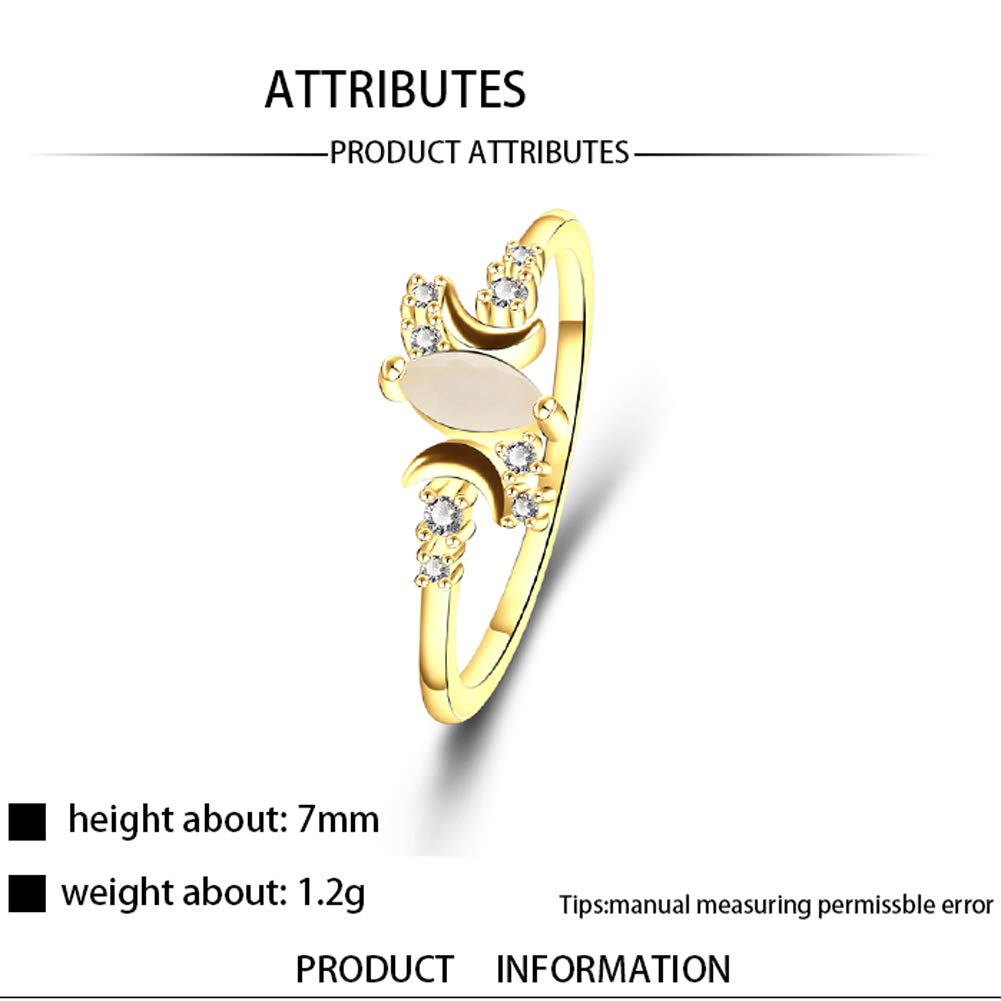 YAZILIND Statement Wedding Ring Gold Plated Half Moon Cubic Zirconia Engagement Jewelry Gift Size 9