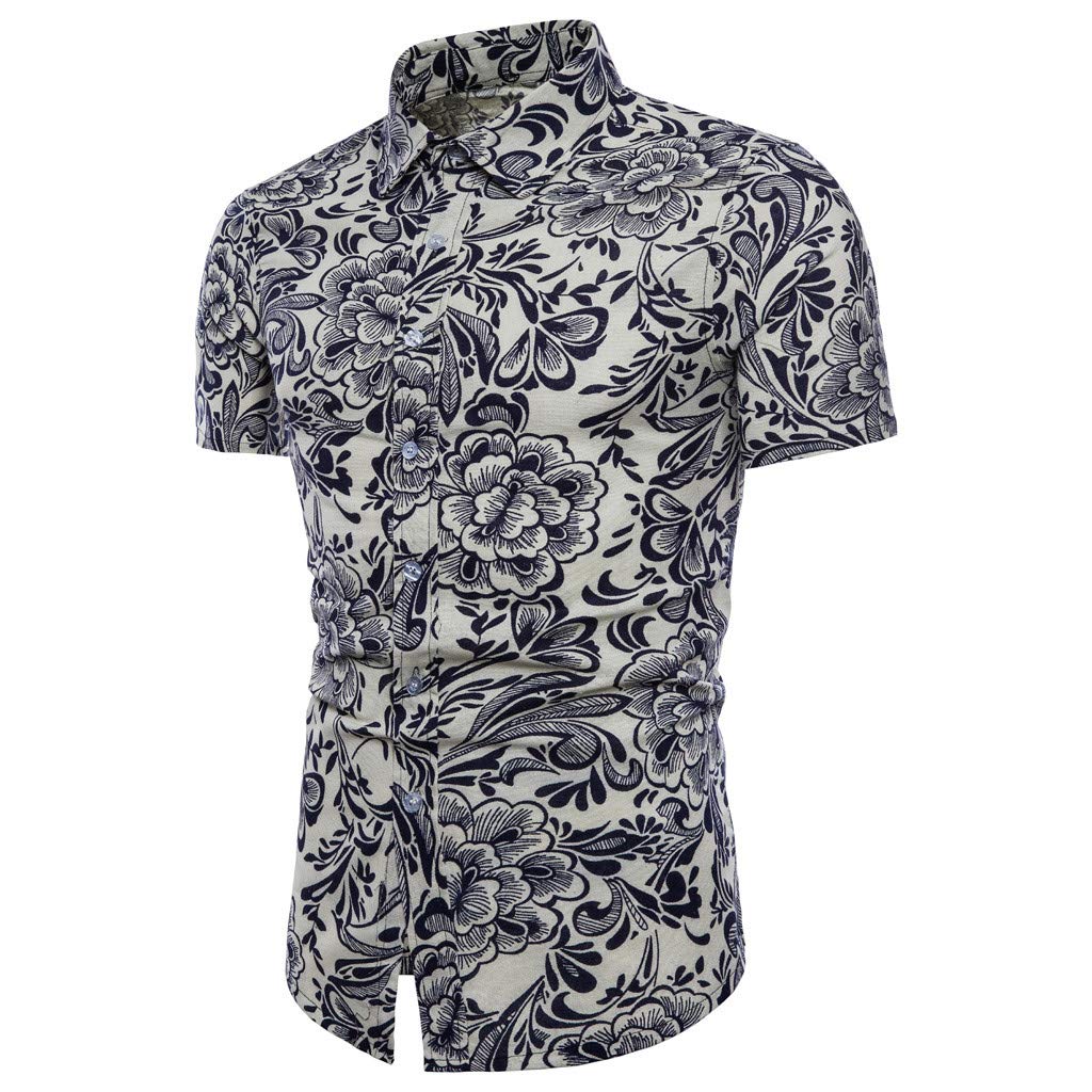VEZAD Summer New Comfortable Fashion Short Sleeve and Short Pants Printing Men's Suit F Black