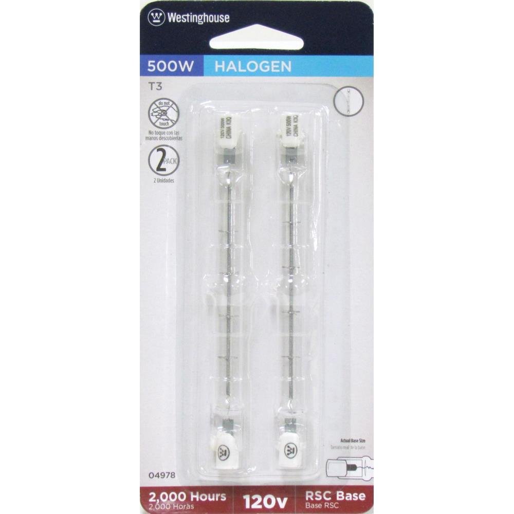 Westinghouse 0497800 500 Watt T3 Halogen Double-Ended Clear Light Bulb with RSC Base (2-Pack), 2 Count (Pack of 1)