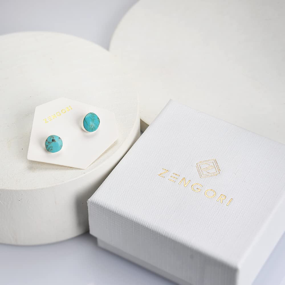 ZENGORI 1 Pair 925 Sterling Silver Natural Freeform Turquoise Stud Earrings Women Jewelry SS043