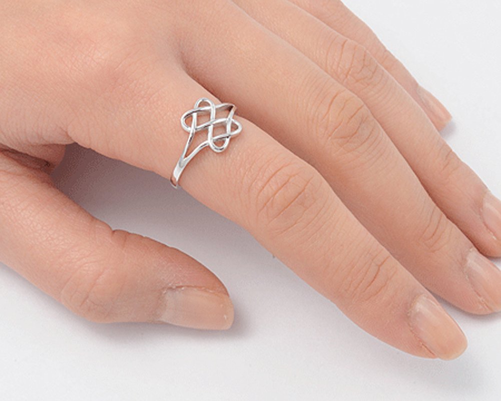 Sterling Silver Women's Infinity Hearts Love Ring Band 11mm Size 6