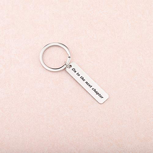WUSUANED On to the Next Chapter Keychain Retirement Gift Graduation Gift Divorce Gift (Next chapter keychain)