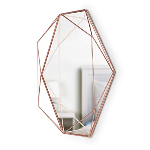 Umbra 358776-880 Prisma Modern Geometric Shaped Oval Mirror Wall Decor for Bedroom, Bathroom, Living, Dining Room, 22.5" Length x 17" Height x 3.75” Width, Copper