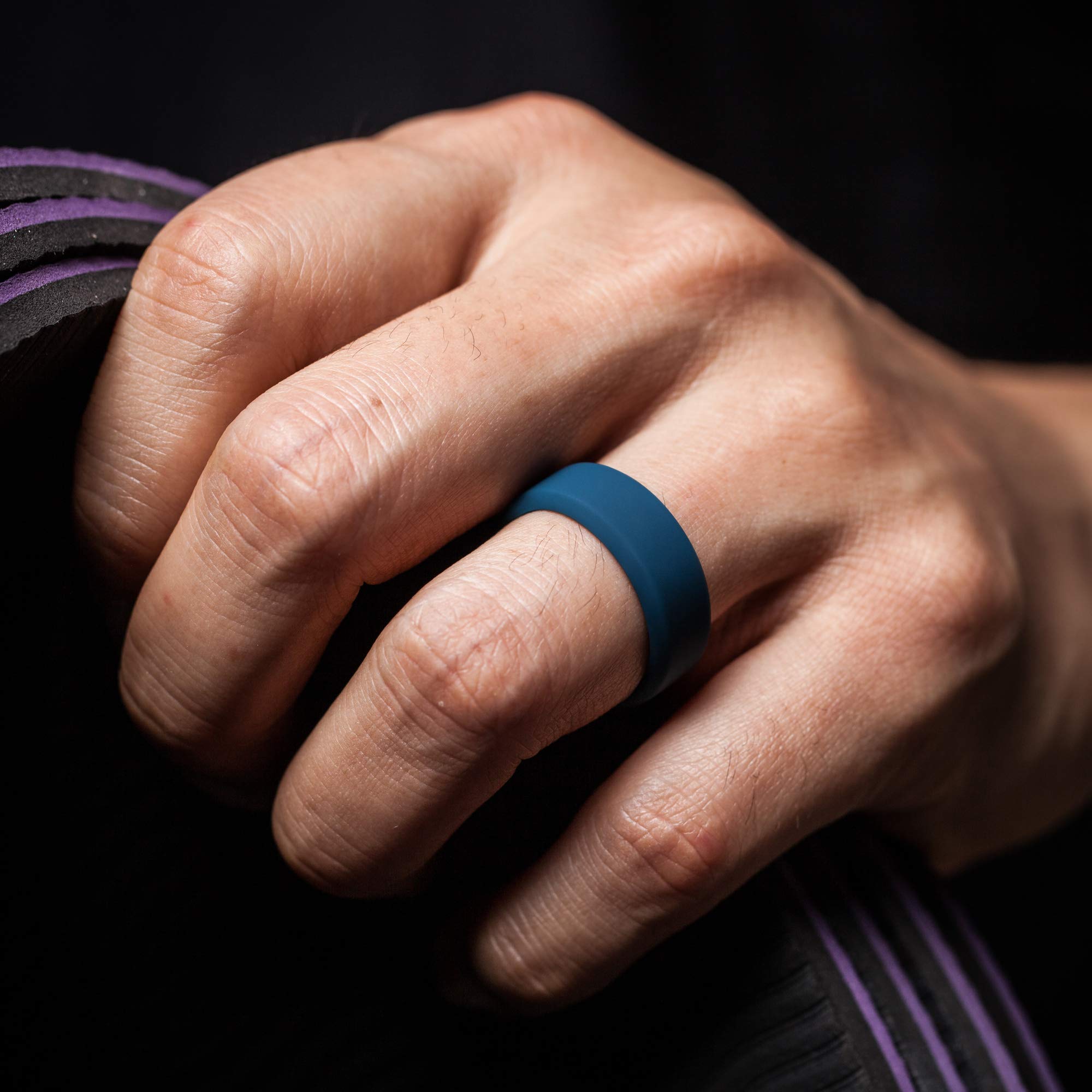 ThunderFit Men Breathable Air Grooves Silicone Rings Wedding Bands 8mm Wide 2.4mm Thick - 1/2/3/4/6/7 Variety Multipack (Pack A - Size 7.5-8 (18.2mm))
