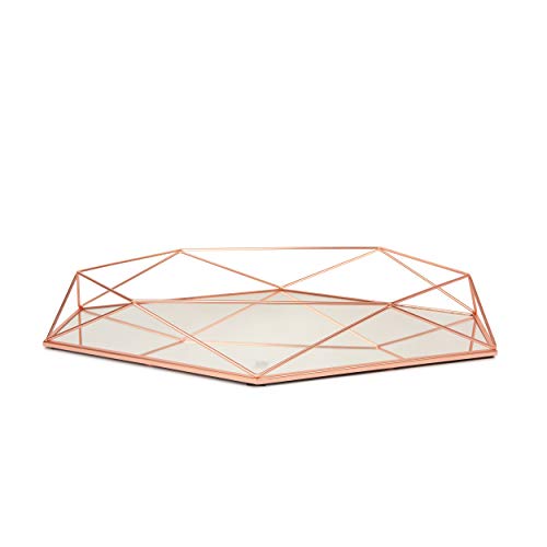 Umbra 358776-880 Prisma Modern Geometric Shaped Oval Mirror Wall Decor for Bedroom, Bathroom, Living, Dining Room, 22.5" Length x 17" Height x 3.75” Width, Copper
