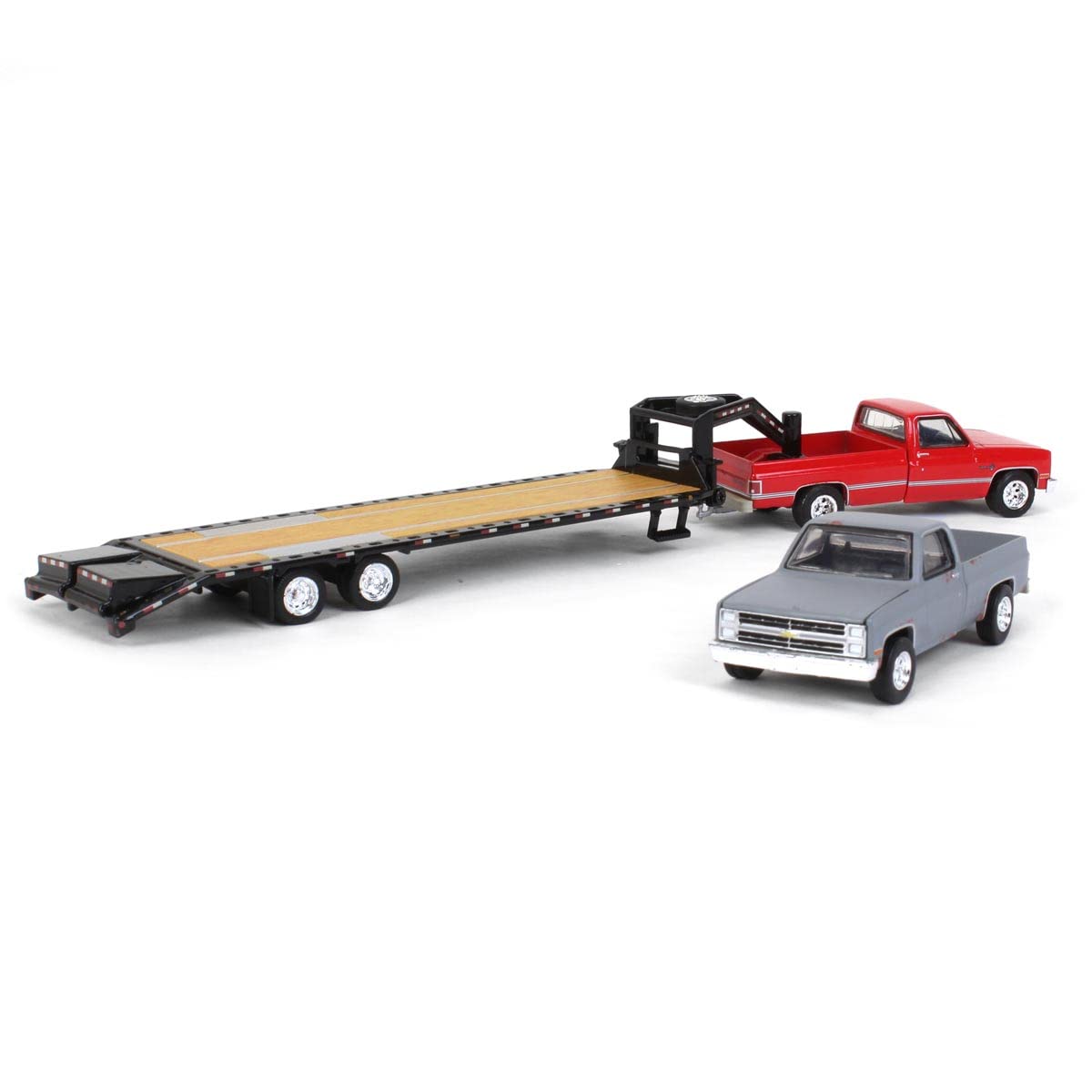 Truck Greenlight 1/64 Red 1986 Chevy K-30 Longbed w/Gooseneck & Project 51406-B