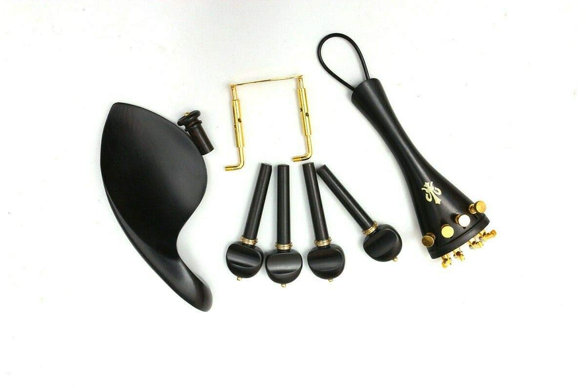 Yinfente 4/4 Violin kit Full Size Violin Accessories Peg Tailpiece Fine Tuner Chin Rest Clamp End pin Ebony wood (4/4)