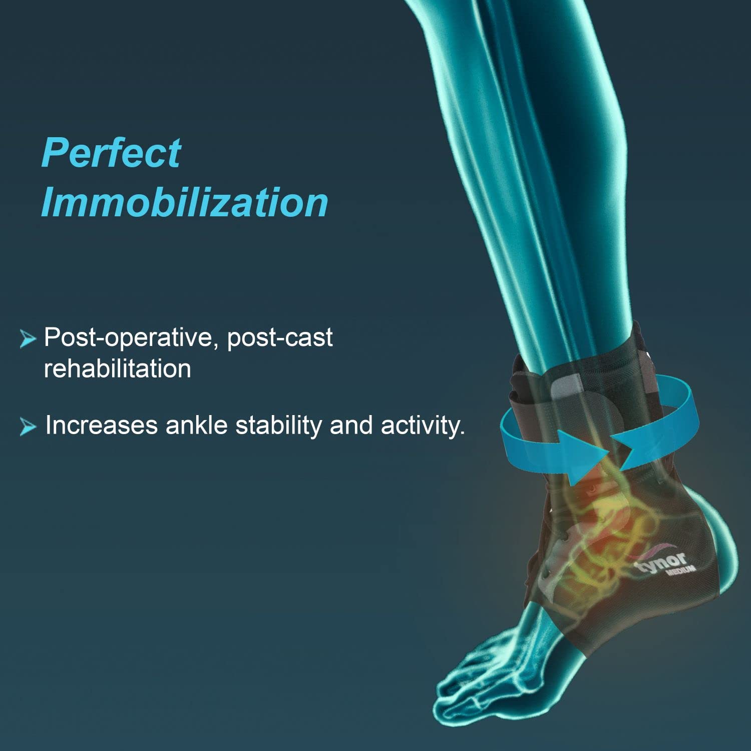 TYNOR Ankle Brace (S(7.2-8.4) inches) (Black)