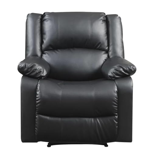 ZHYHSM-111 Standard Manual Recliner, Black Faux Leather Small Space Recliner Upholstered