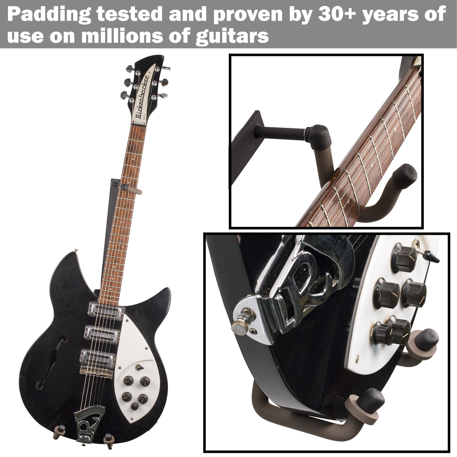 String Swing Guitar Holder Horizontal Low-Profile Narrow-Body for Flat Wall Mount Bass and Electric Guitars- 1 Piece Unit CC151-LPN-FW
