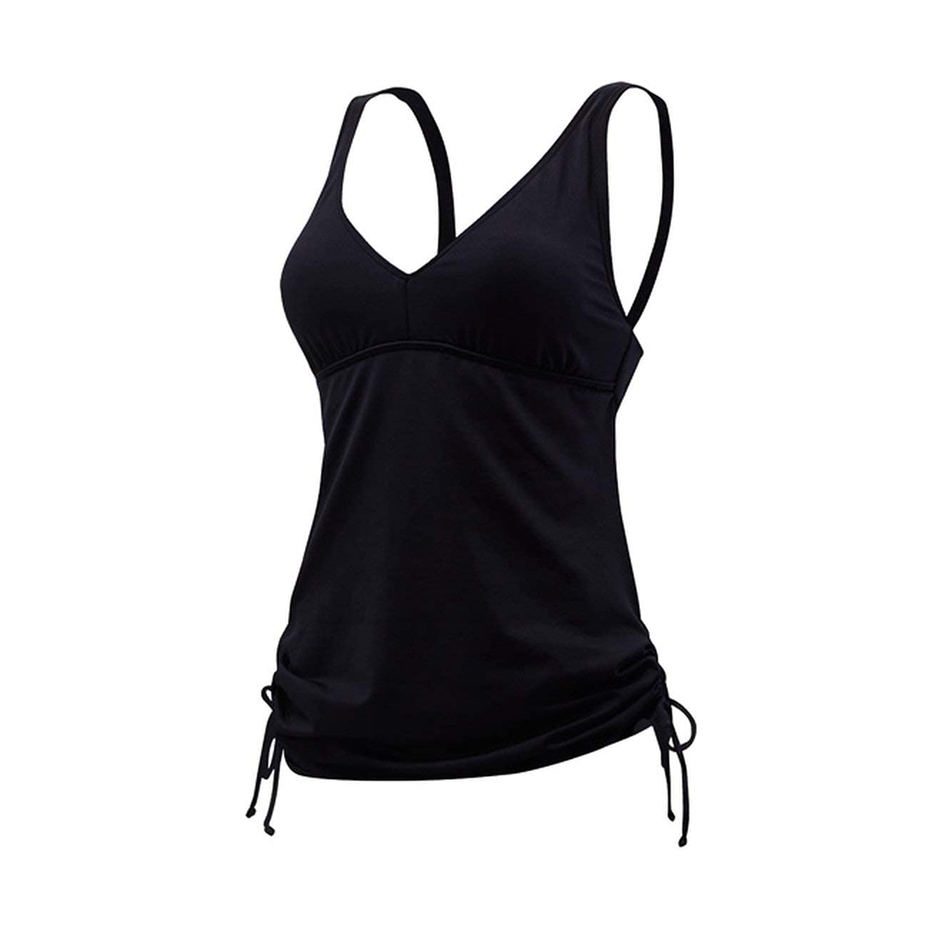TYR Women's Solid v Neck Tankini, Black, Size 14