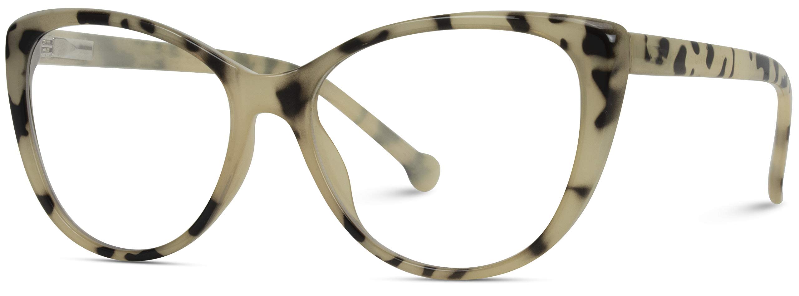 WearMe Pro Classic Elegant Women Cat Eye Style Blue Light Blocking Lens Protective Computer Glasses (Cream Tortoise Frame, 61)