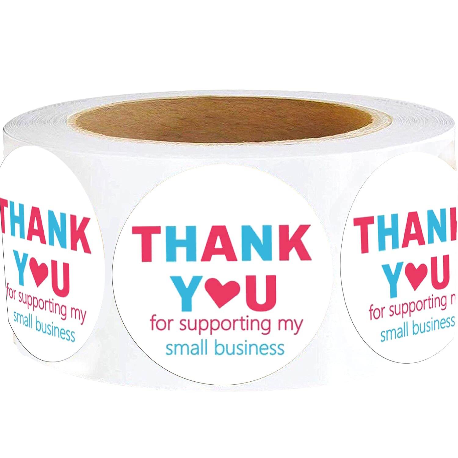Supporting Small Business Labels Order Package Seals Business Packaging Supplies,1.5 Inch Round Thank You Stickers for Business, Online Retailers, Boutiques,500 Pcs Per Roll.