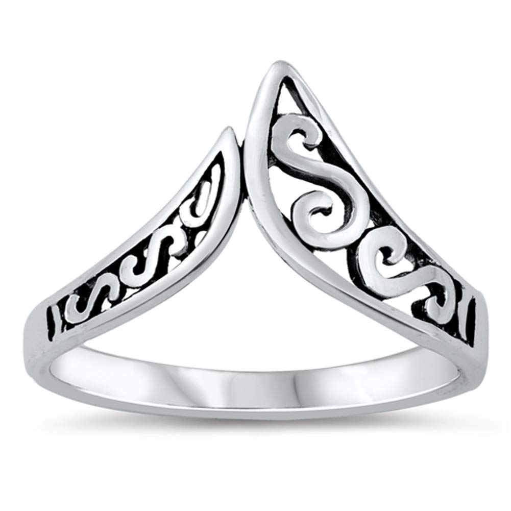 Wholesale Filigree Swirl Open Chevron Ring New .925 Sterling Silver Band Size 8