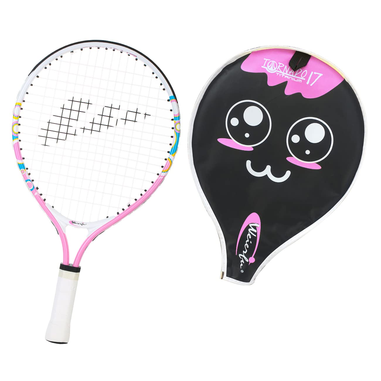 Weierfu Junior Tennis Racket for Kids Toddlers Starter Racket 17" with Cover Bag Light Weight(Strung) (17" Pink)