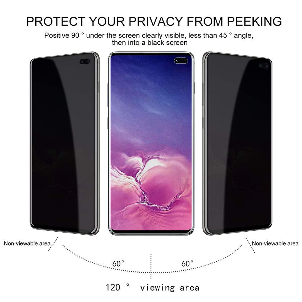 SURBUID Galaxy S10 Plus Privacy Screen Protector, Tempered Glass [Not for Galaxy S10] [Does Not Support Fingerprint Unlock] [Edge Glue] Case Friendly 3D Touch Screen Protector for Galaxy S10 Plus