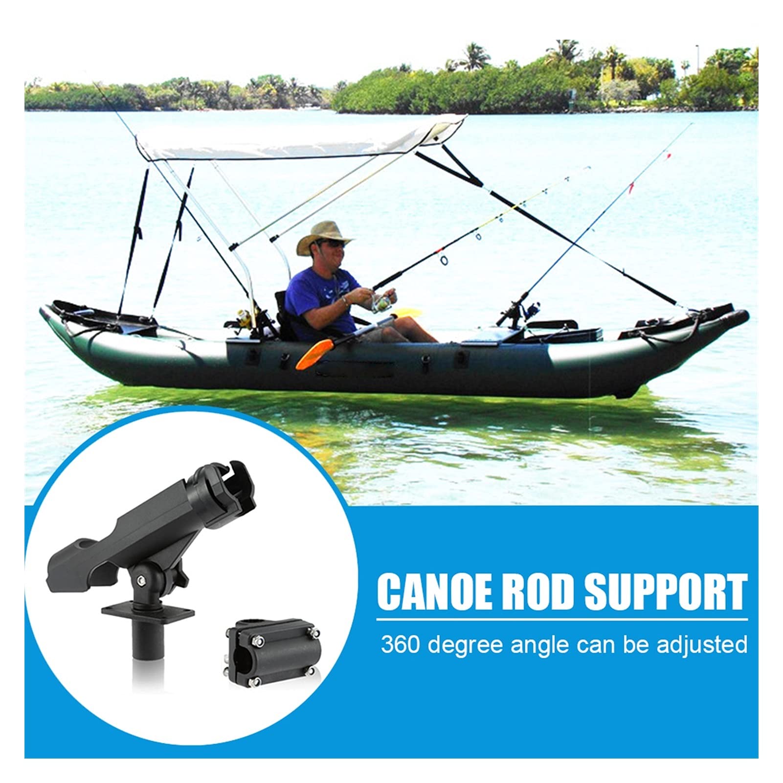 YXYX Kayak Replacement Accessories 360 Degree Fishing Rod Holder Kayak Boat Support Tools Pole Bracket Rod Holder Device Pole Sup Board Kayak Fixer for Kayak Storage, Transfer, Maintenance