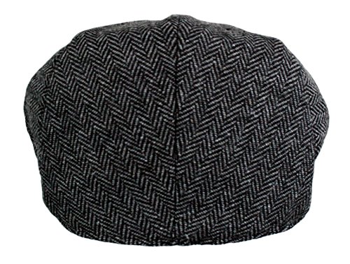 Wonderful Fashion Men's Herringbone Tweed Wool Blend Snap Front Newsboy Hat (DK.Grey, LXL)
