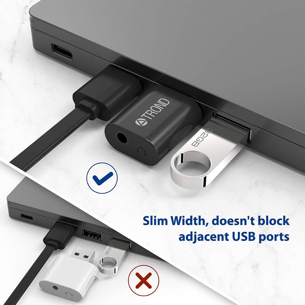 TROND External USB Audio Adapter Sound Card with One 3.5mm Aux TRRS Headphone Jack for Integrated Audio Out & Microphone in for Windows/Mac/Linux/PC/Laptop/Desktop/PS5/PS4, Do Not Work for TV or Car
