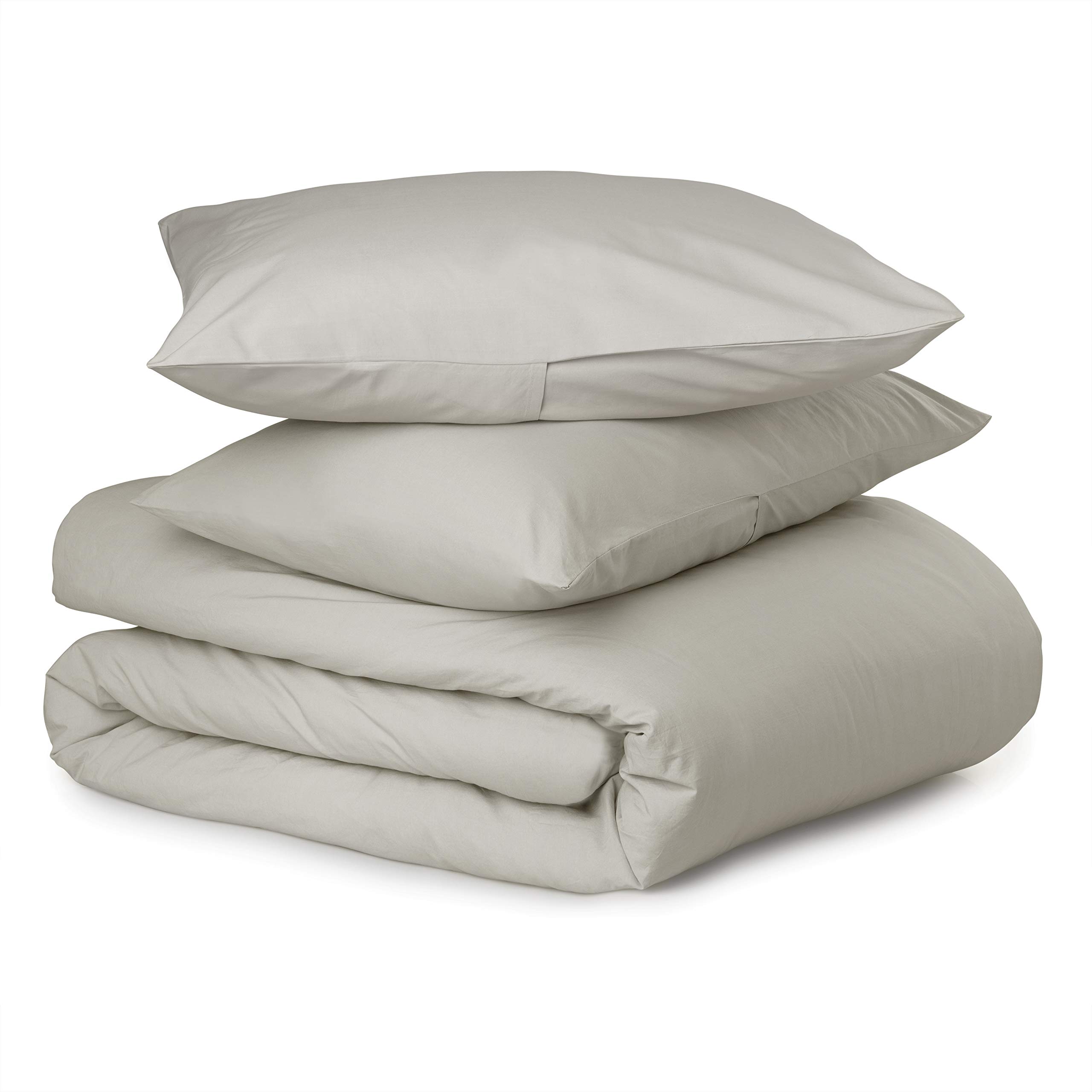 Welhome Cozy 100% Cotton Percale Washed Reversible Duvet Cover Set | King Size (Castlerock) | 108" x 92" | 3 Piece Set | Lightweight | Cool & Crisp | Breathable | Ideal for Summers