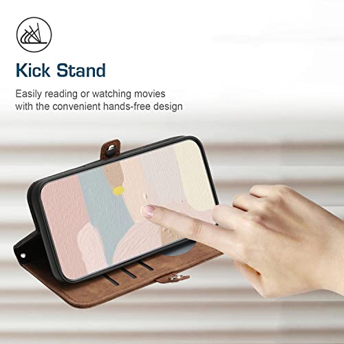WATSKY for Oppo A57/REALME V23/A77 5G/A57E 4G/A57S 4G/A77 4G/1+Nord N20 SE 4G Contrast Flip Phone Case Brown