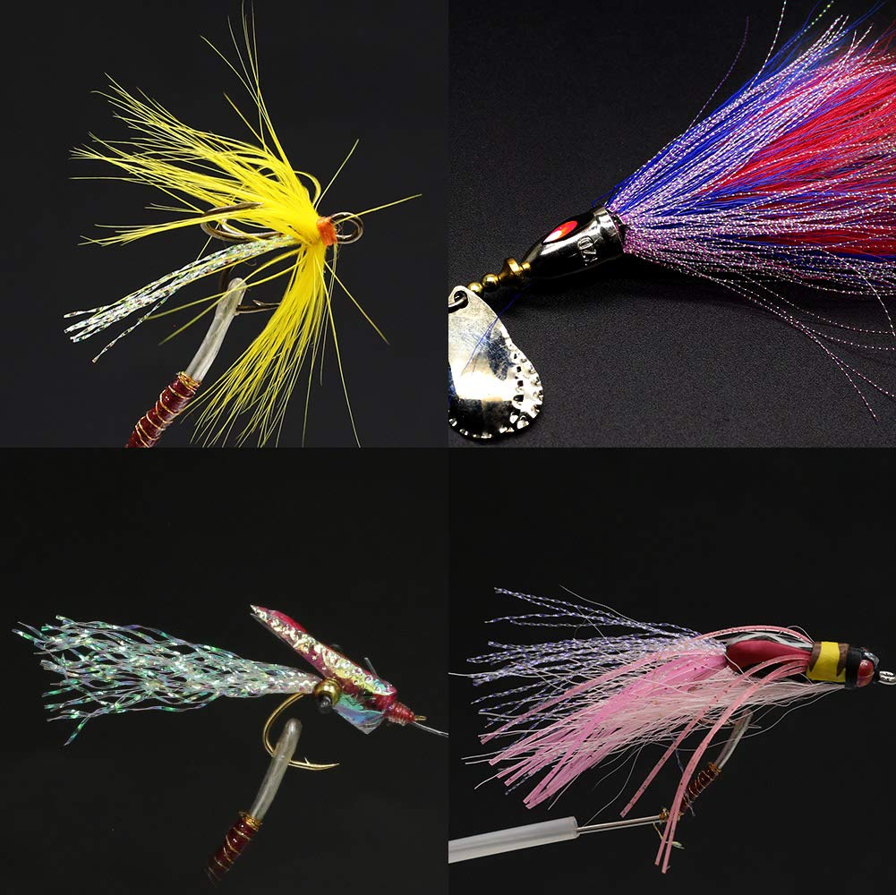 YZD Colorful Crystal Flash Fly Fishing Line 12 Packs Fly Tying Material for Make Fishing Lure Dry Wet Streamers Flies (B Set)