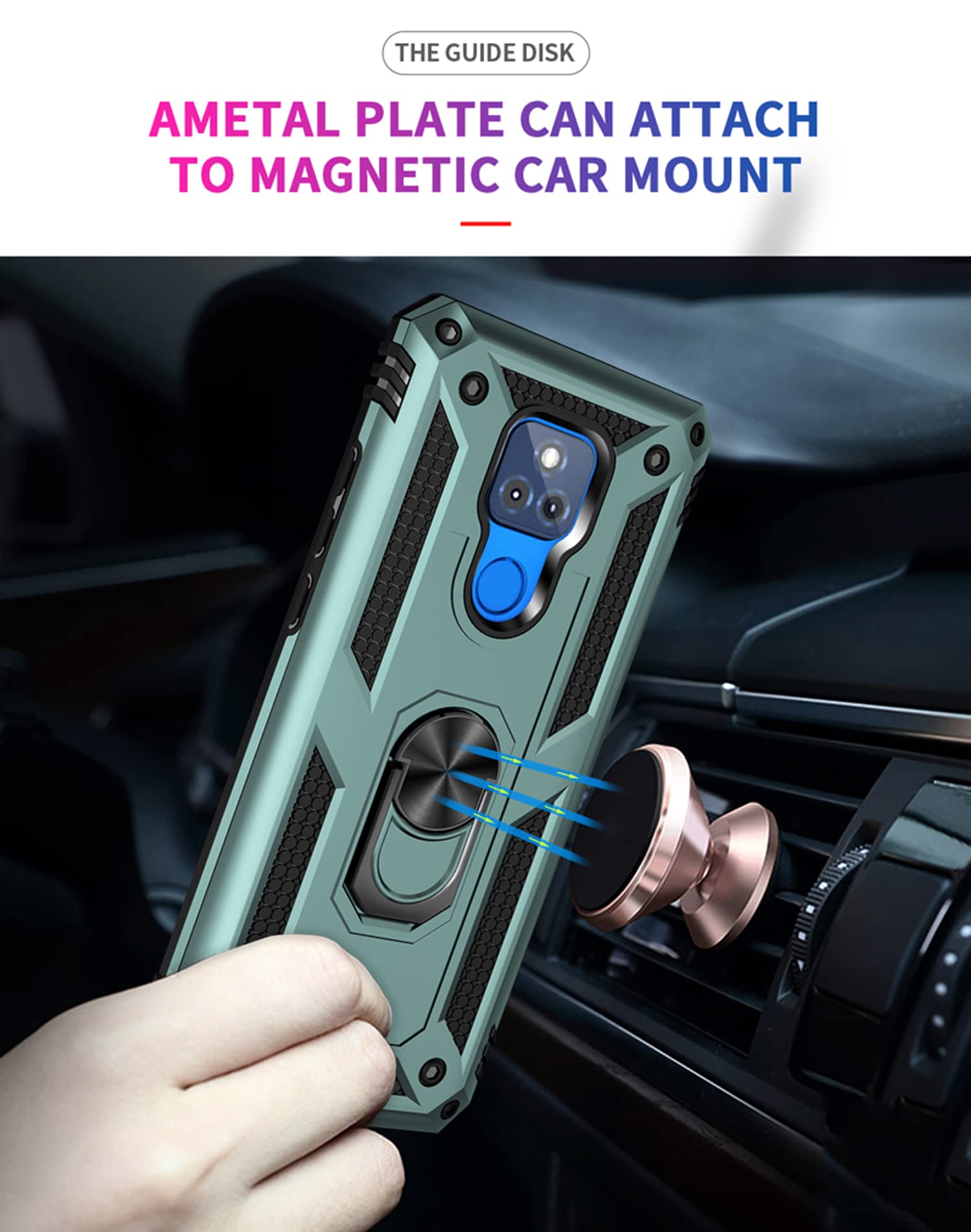 YZOK Compatible with Moto G Play Case,with HD Screen Protector,[Military Grade] Ring Car Mount Kickstand Hybrid Hard PC Soft TPU Shockproof Protective Case for Motorola G Play 2021 (Dark Green)