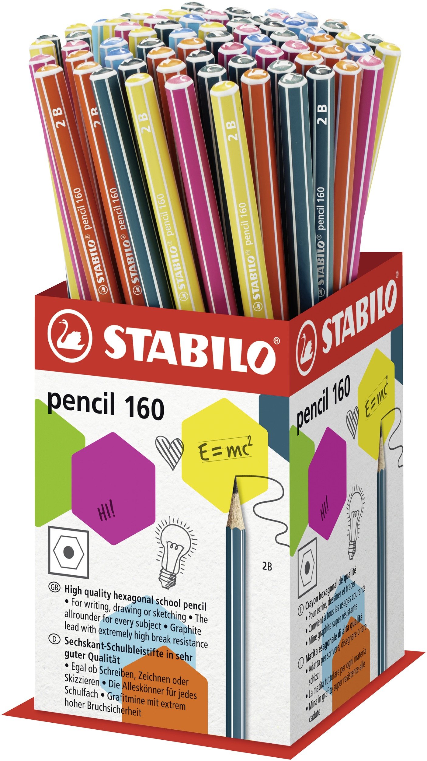 STABILO 160 2B Graphite Pencil - Assorted Colours (Pack of 4)