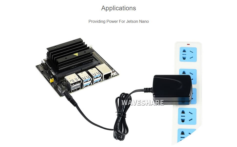 Waveshare Power Supply Applicable for Jetson Nano 5V/4A OD 5.5mm ID 2.1mm (US Adapter only)