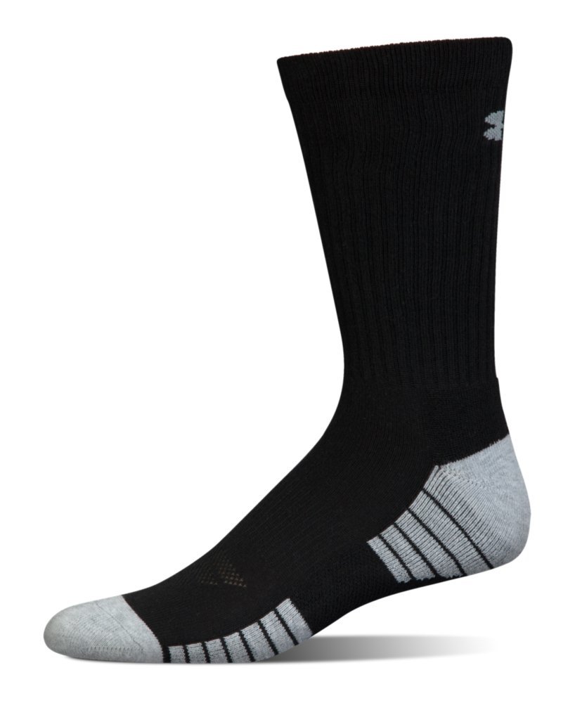 Under Armour Youth Heatgear Tech Crew Socks, 3-Pairs, Black, X-Small
