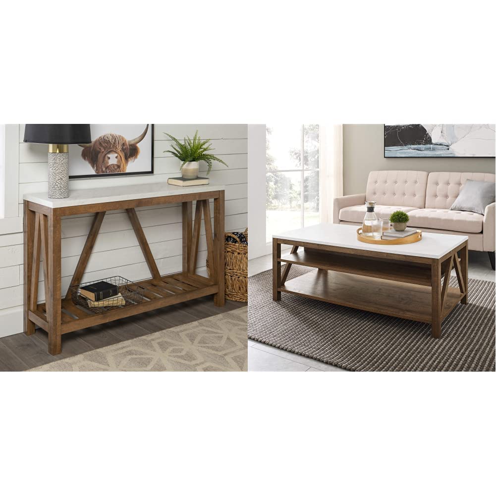 Walker Edison Modern Farmhouse Accent Entryway Table Entry Table Living Room End Table, 52 Inch, Concrete
