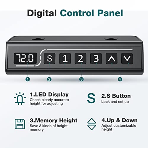 Sweetcrispy Electric Standing Desk,48 x 24in Adjustable Height Electric Stand up Desk Standing Computer Desk Home Office Desk Ergonomic Workstation with 3 Memory Controller, Bamboo Texture