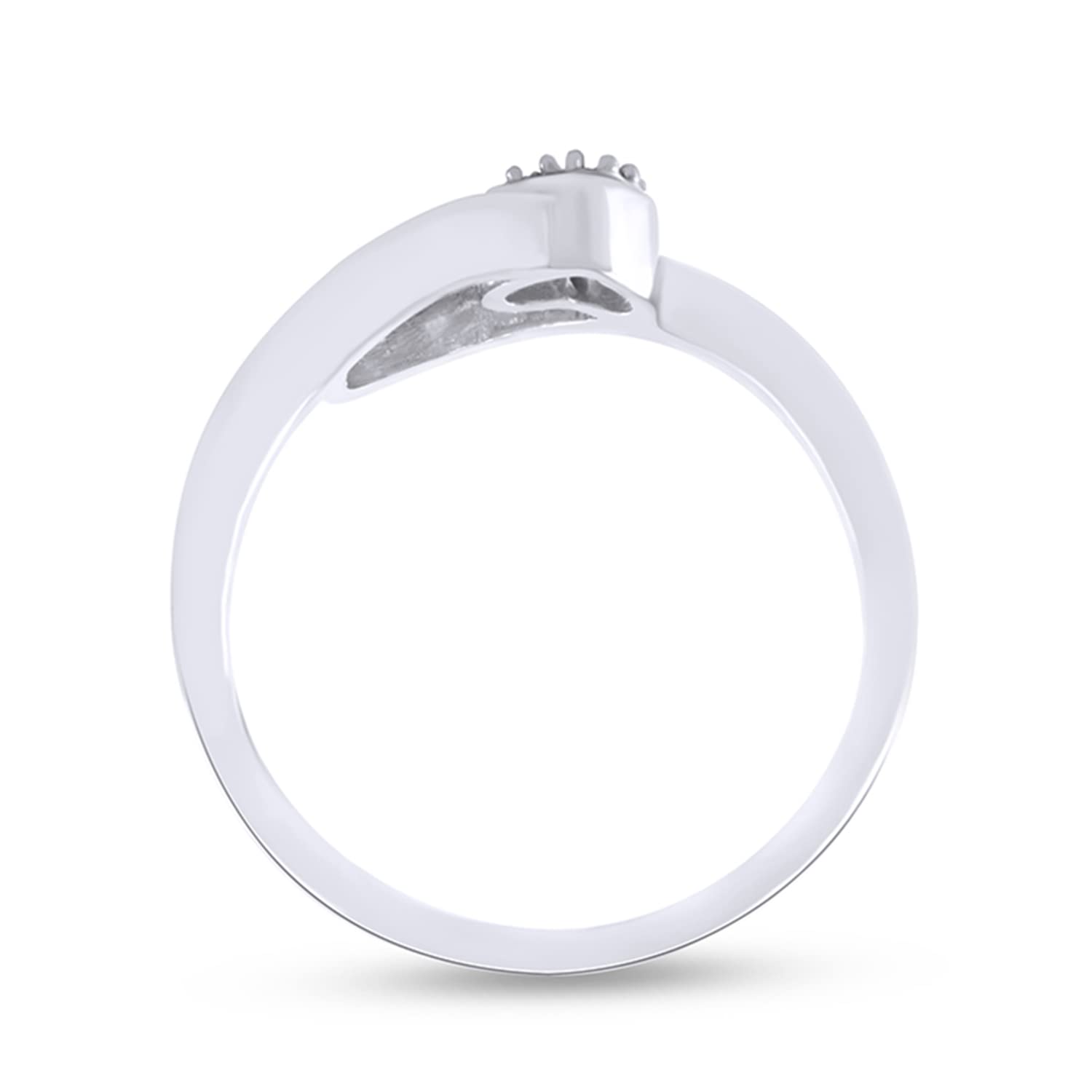 White Natural Diamond Accent Paw Print Heart Ring in 14k White Gold Over Sterling Silver (I-J Color, 0.03 Cttw) Ring Size-14