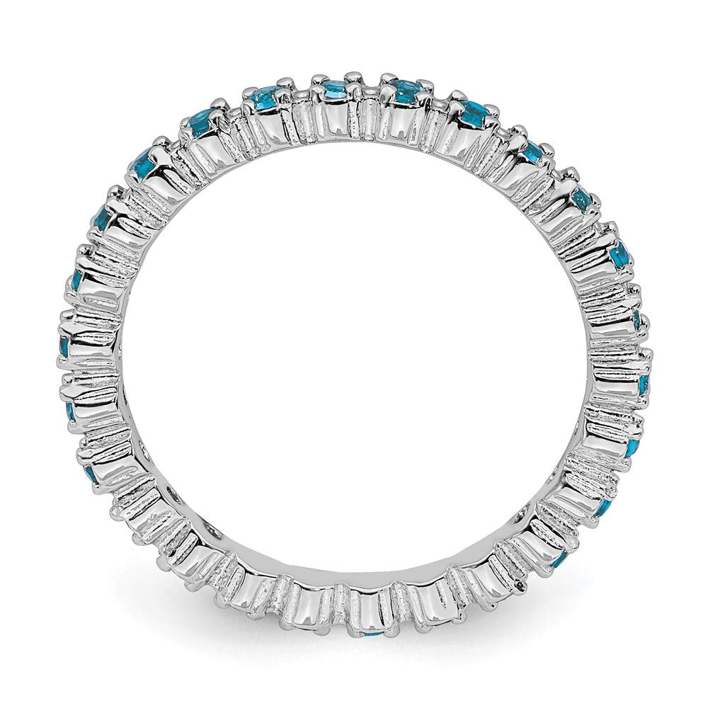 Stackable Expressions 2.25mm Sterling Silver Rhodium Plated Blue Topaz Eternity Ring - Size 6
