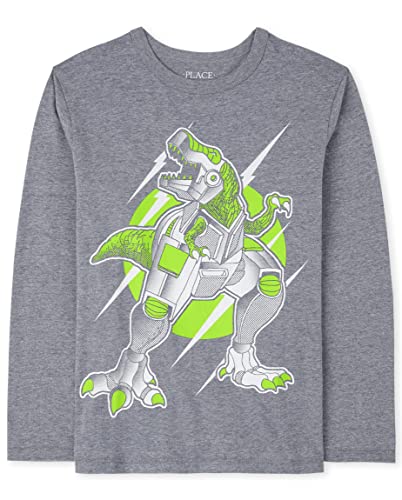 The Children's Place Boys Long Sleeve Graphic T-shirt Robot Dino Medium