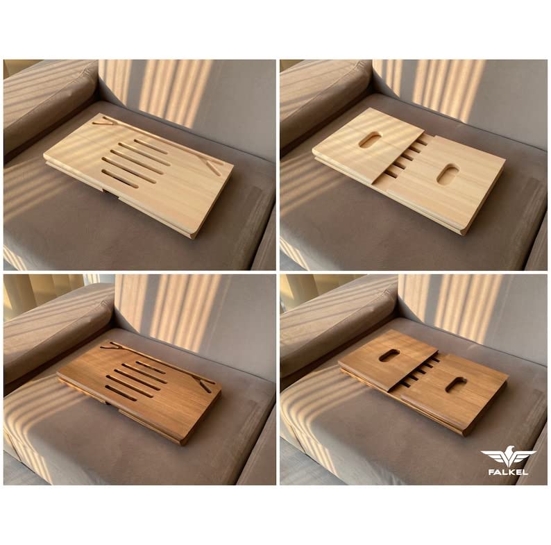 Wooden Foldable Laptop Stand, Portable Lap Desk, Laptop Bed Tray, Breakfast Serving Tray, Multifunctional Stand, Work from Home Gift for him (Light Wood)