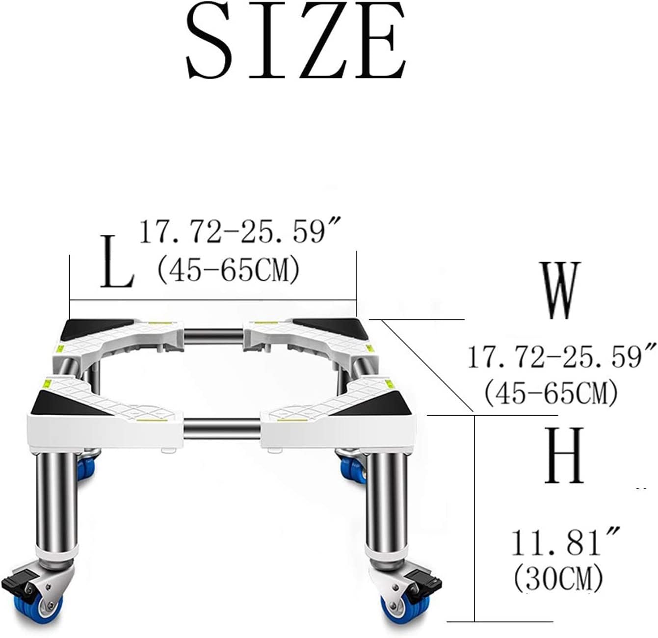 Universal Washing Machine Base With Wheels Adjustable Refrigerator Trolley Extendable Fridge Freezer Base Stand Holder Easy Move Bracket For Dryer Washer 45-65cm Air Conditioner ( Color : 4 Wheel , Si