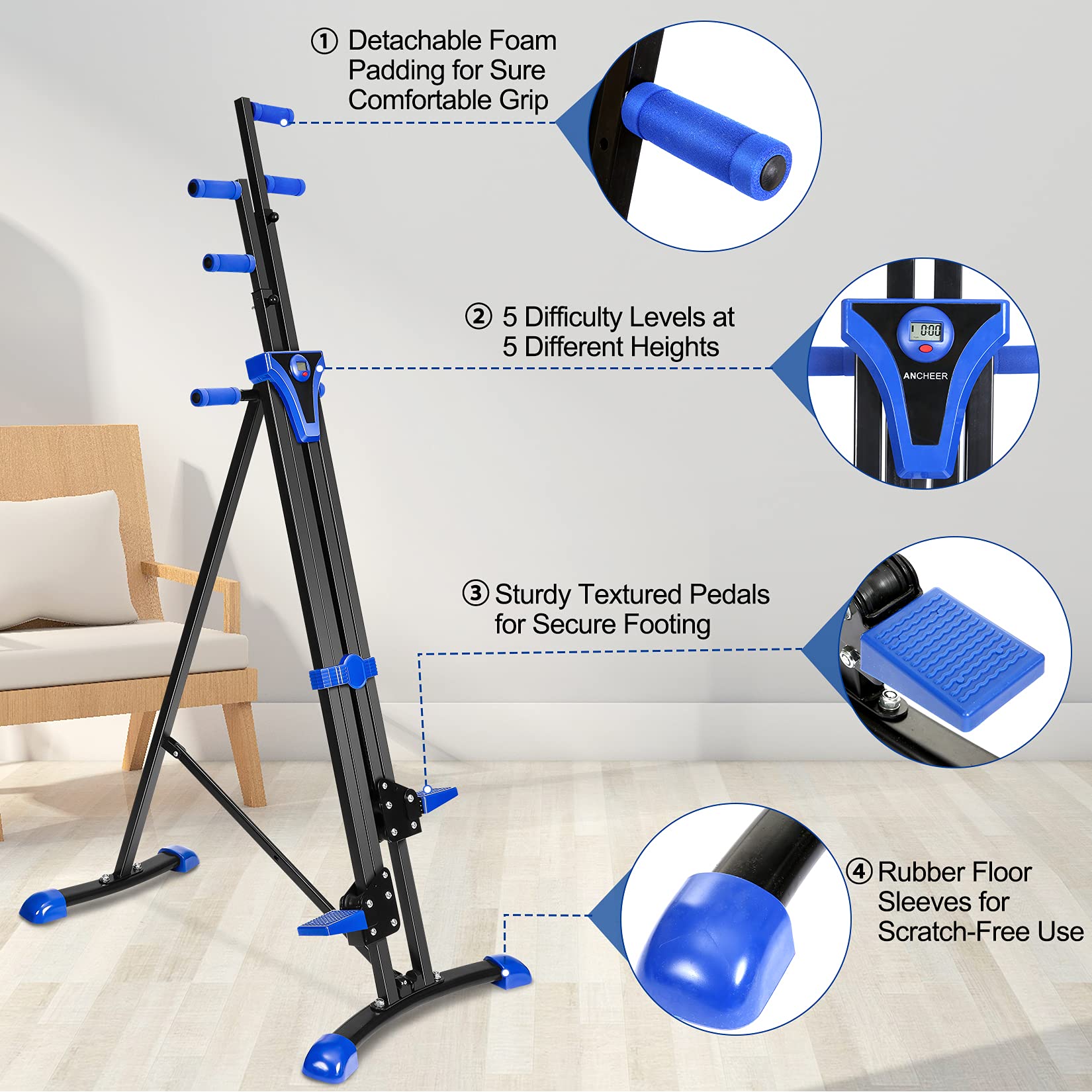 Vertical Climber for Home Gym Exercise Upgraded Folding Stair Climber Machine for Full Body Climbing Machine