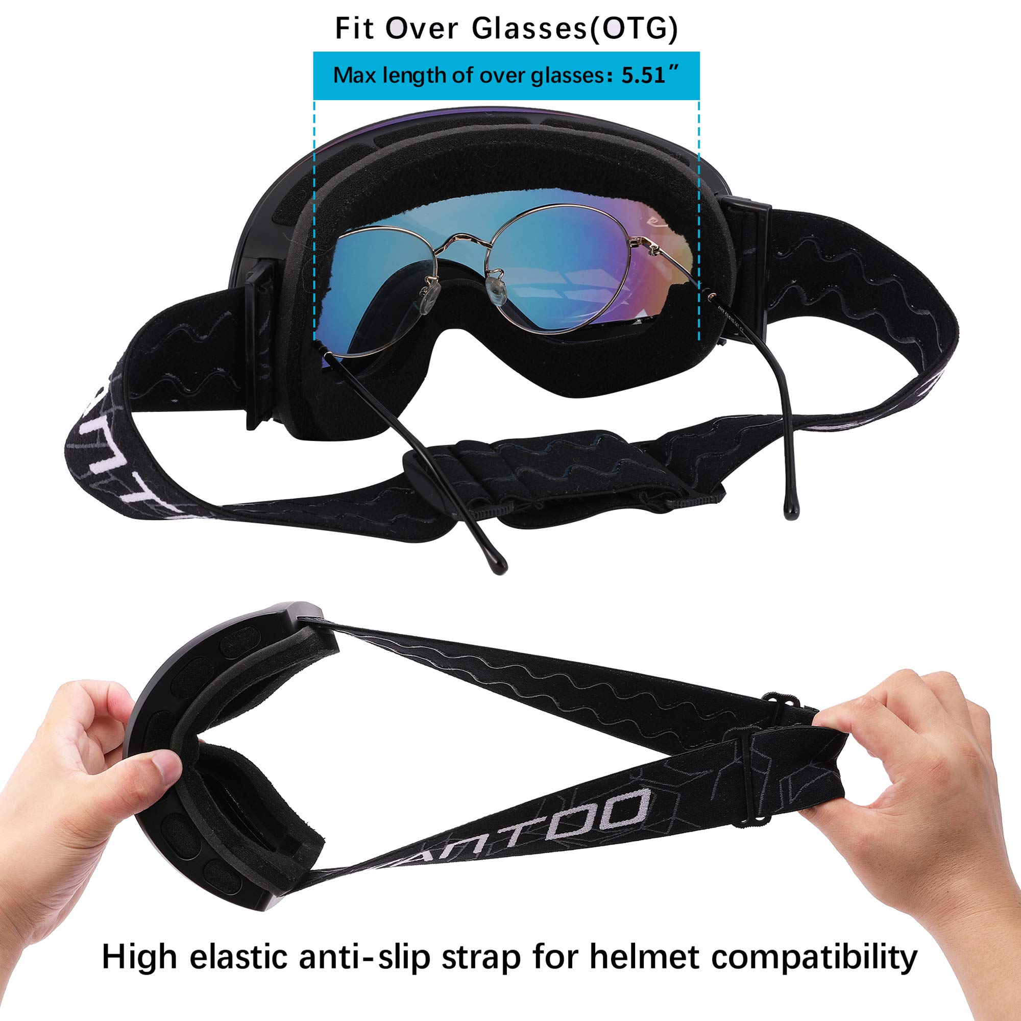 Wantdo Ski Goggles Frameless Spherical Snowboard Goggles Revo Ice Blue,VLT 22%