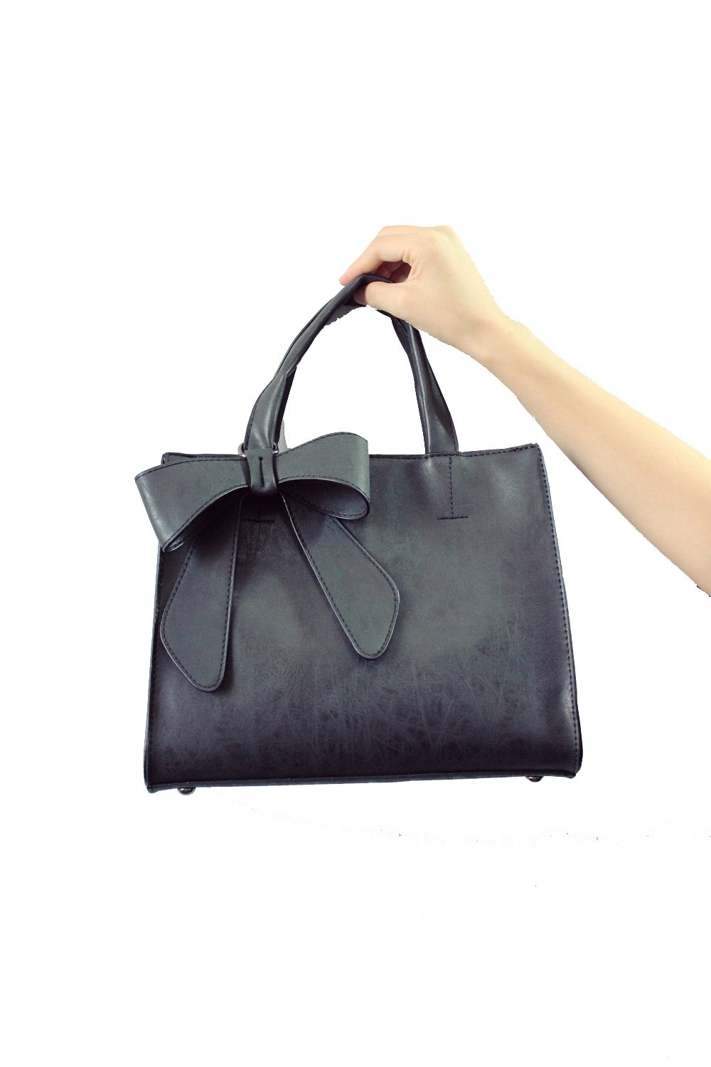 Women’s Tote Purses and Handbags Bow Tie Leisure Top-Handle Cross-body Shoulder Bags (Black)
