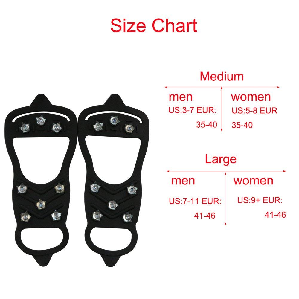 The Fisherman 8 Studs Anti Slip ice Grips, Walk Traction Cleats for Shoes Boots, crampons for Hiking (Size L)