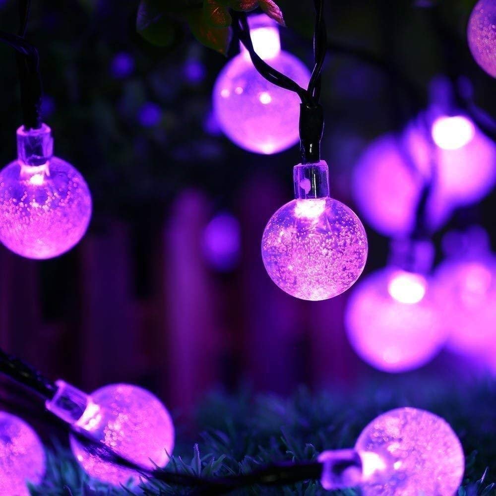 WDWL Solar String Light, 20LED, 5m Outdoor Crystal Ball Christmas Decorative Lights Christmas Tree Lawn Home Garden, Dew Purple Waterproof Solar Lamp