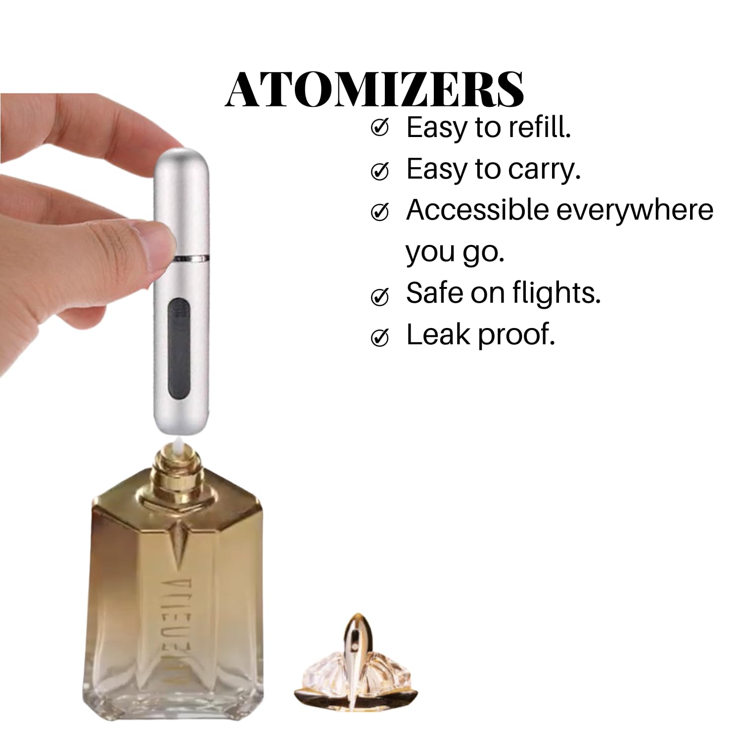 TRIONI Women's Fragrances Perfume Gift Sets, YSL Black Opium 1.6 Ounce Eau de Parfum for Women, Mini Refillable Atomizer Perfume Spray, Lava Stone Diffuser Beaded Bracelets and Velvet Drawstring Pouch