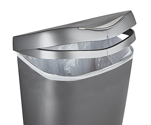 Umbra Brim 13 Gallon Trash Can with Lid - Large Kitchen Garbage Can with Stainless Steel Foot Pedal, Stylish and Durable, Silver/Nickel