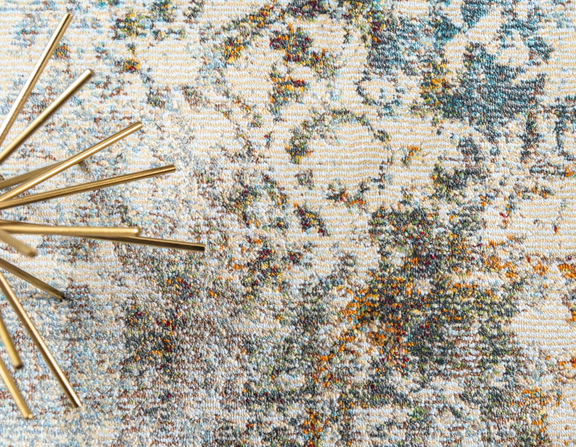 Unique Loom Baracoa Collection Area Rug - Panamericana (5' 5" x 8' Rectangle, Cream/ Blue)